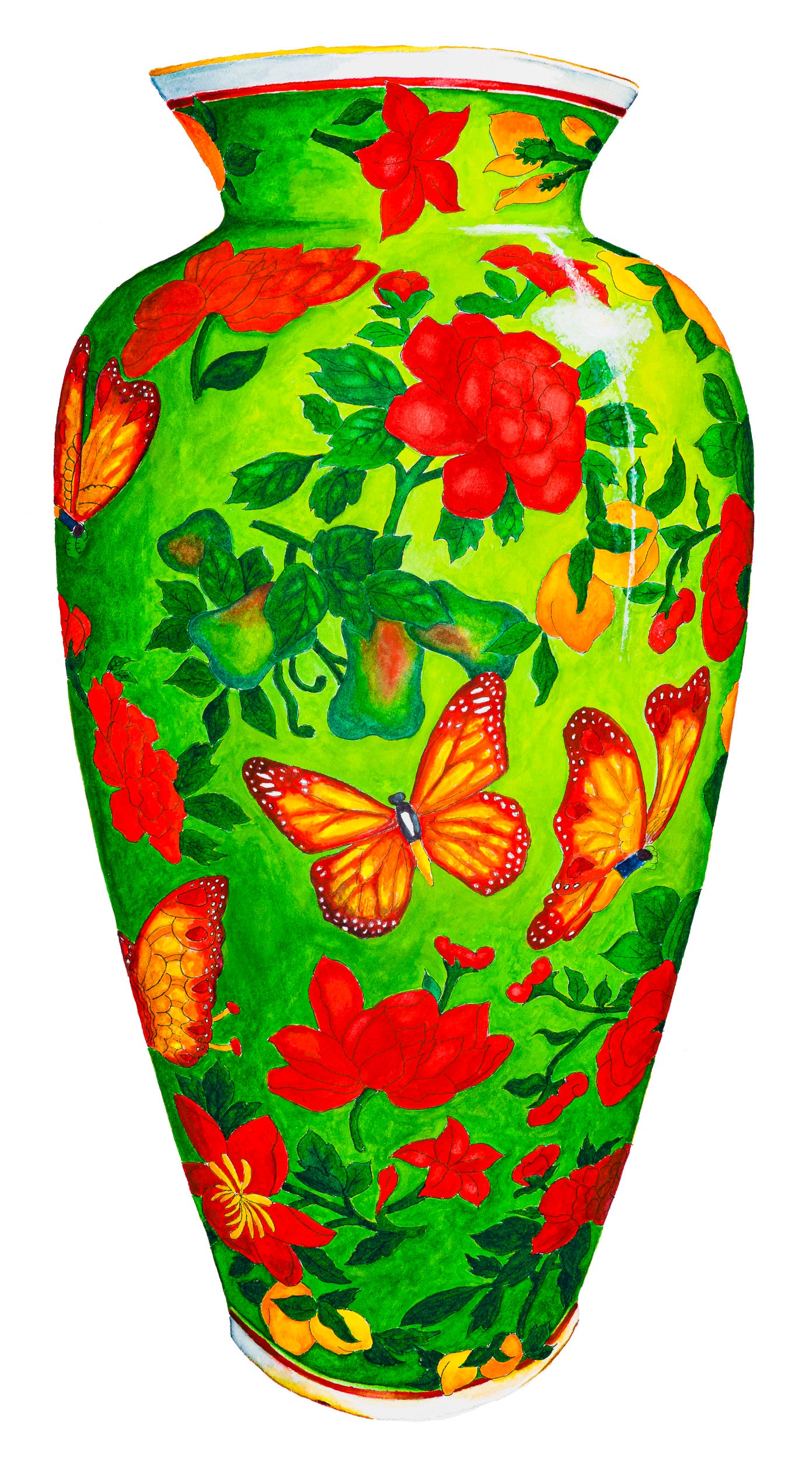 CHINESE VASE - GREEN - original watercolour – Brian Asquith Art