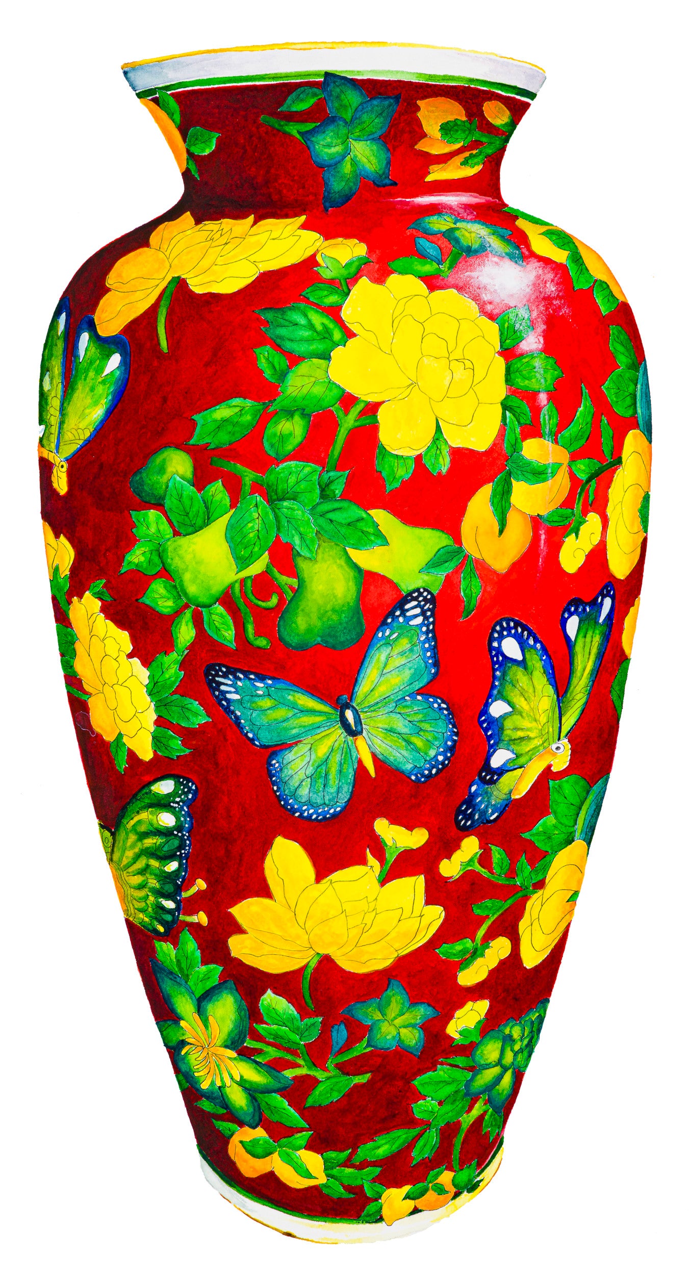 CHINESE VASE - RED - original watercolour – Brian Asquith Art