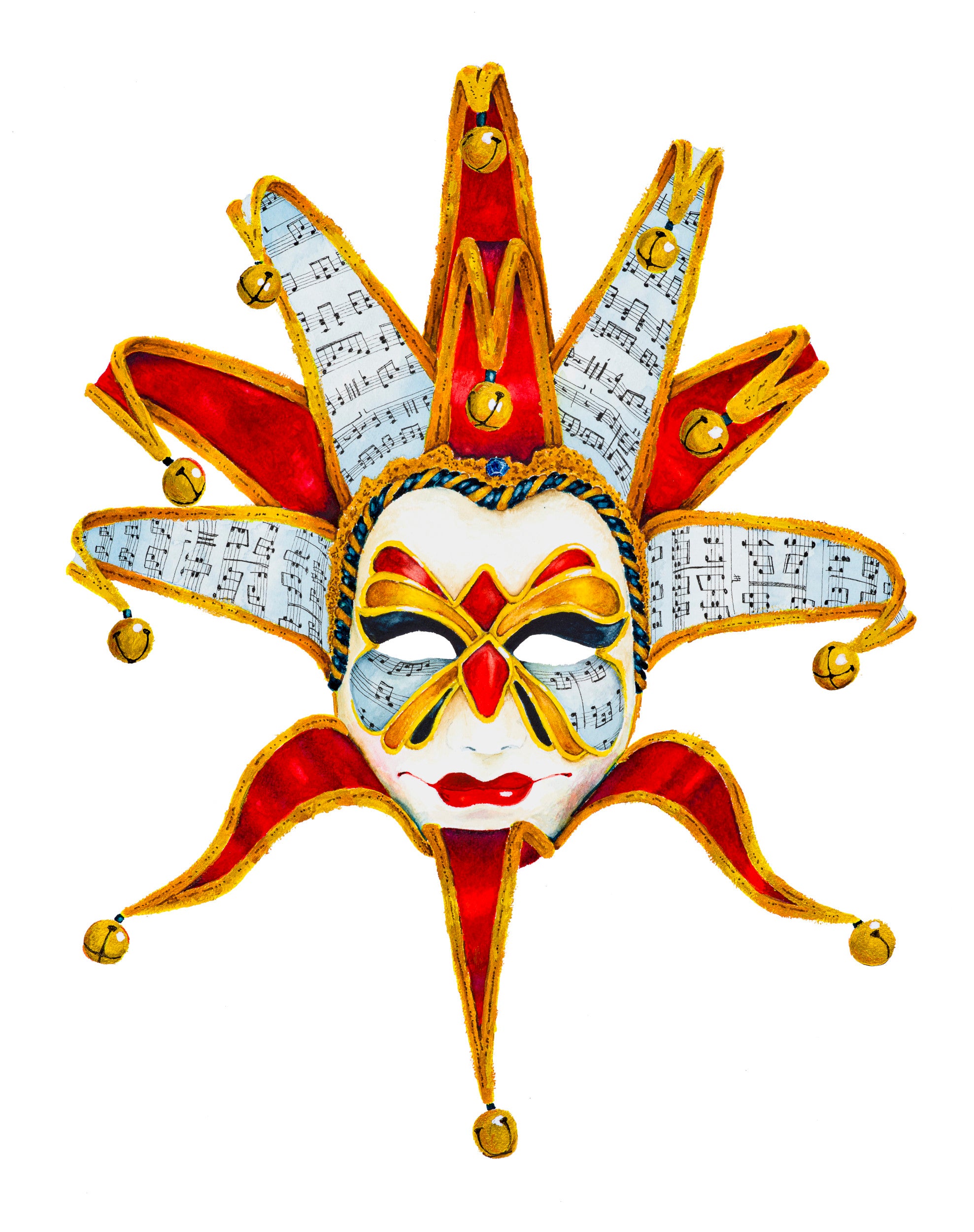MARDI GRAS MASK - RED - original watercolour & acrylic – Brian Asquith Art